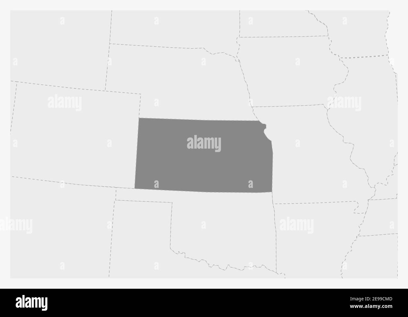 Map of USA with highlighted Kansas map, gray map of US State Kansas ...