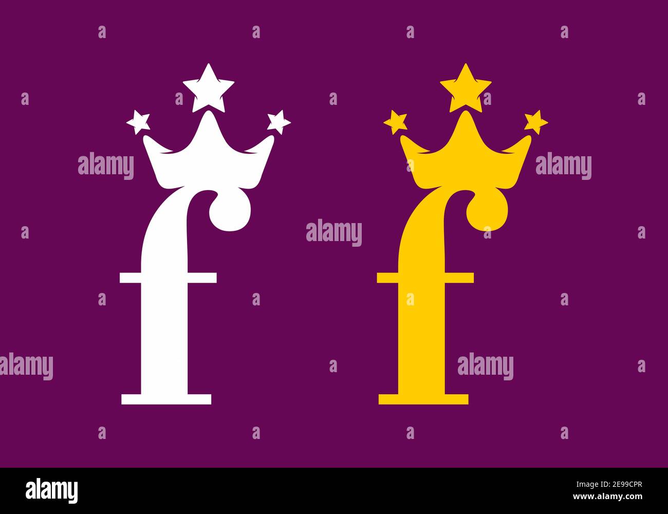 Lowercase of F initial letter with crown white and gold logo design ...