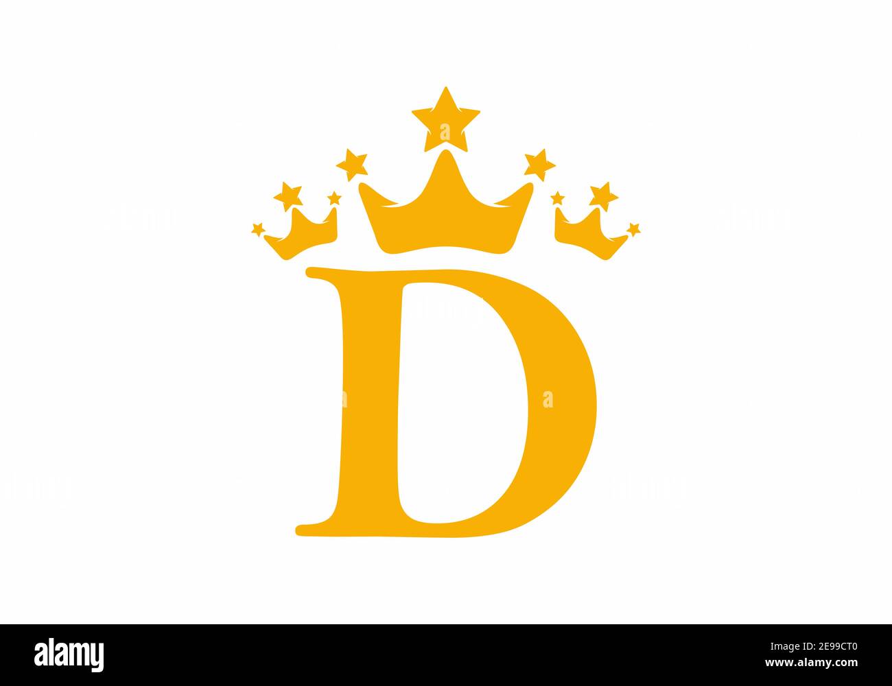 Yellow D initial letter with triple crown symbol logo design Stock ...