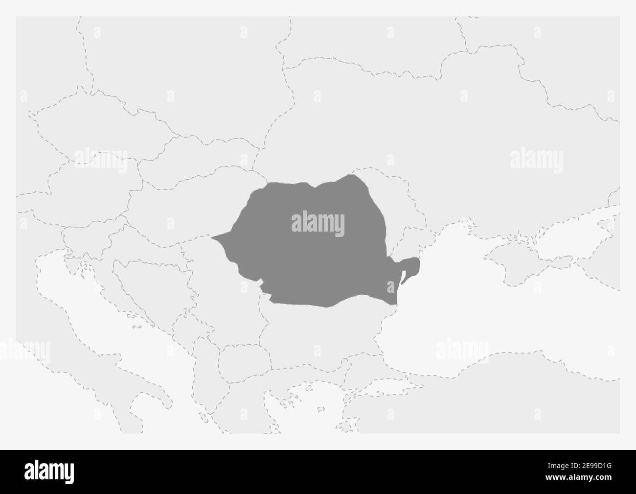 Map of Europe with highlighted Romania map, gray map of Romania with ...