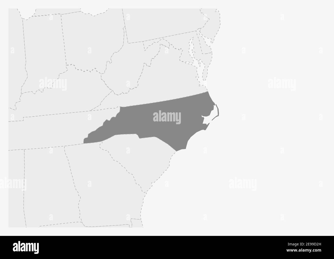 Map of USA with highlighted North Carolina map, gray map of US State ...