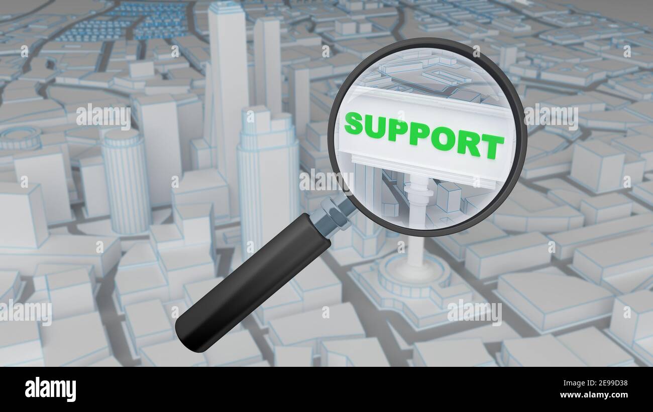 city support search concept. 3d rendering Stock Photo - Alamy