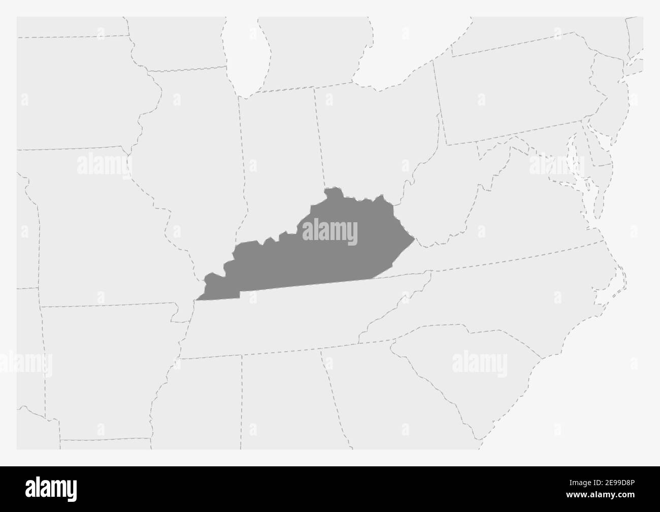 Map of USA with highlighted Kentucky map, gray map of US State Kentucky ...