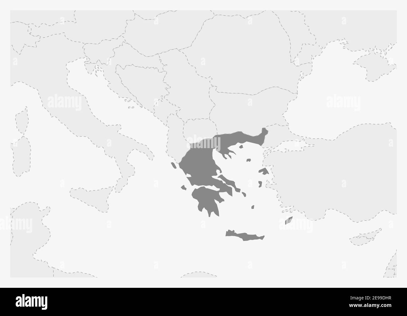 Map of Europe with highlighted Greece map, gray map of Greece with ...