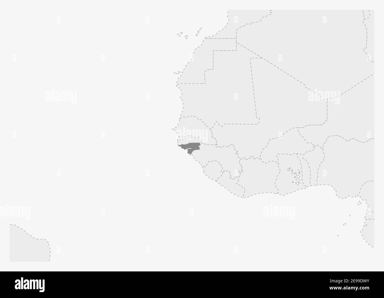Map of Africa with highlighted Guinea-Bissau map, gray map of Guinea ...
