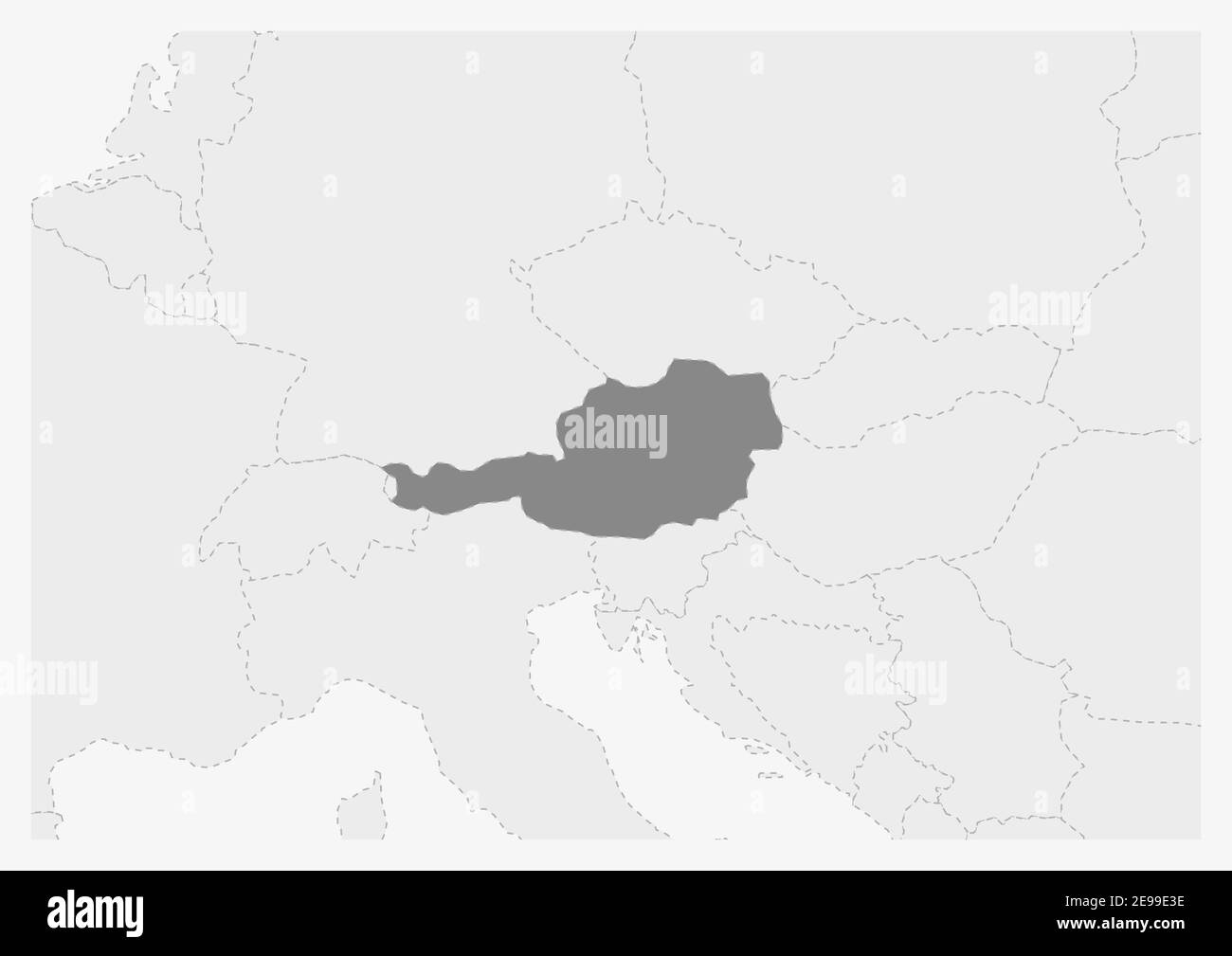Map of Europe with highlighted Austria map, gray map of Austria with ...