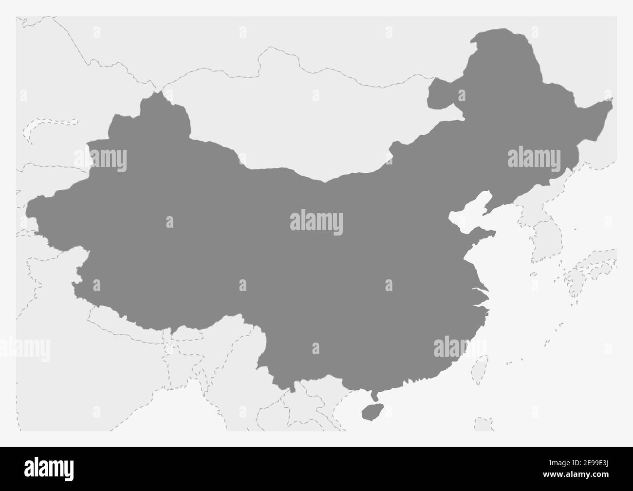 Map of Asia with highlighted China map, gray map of China with ...