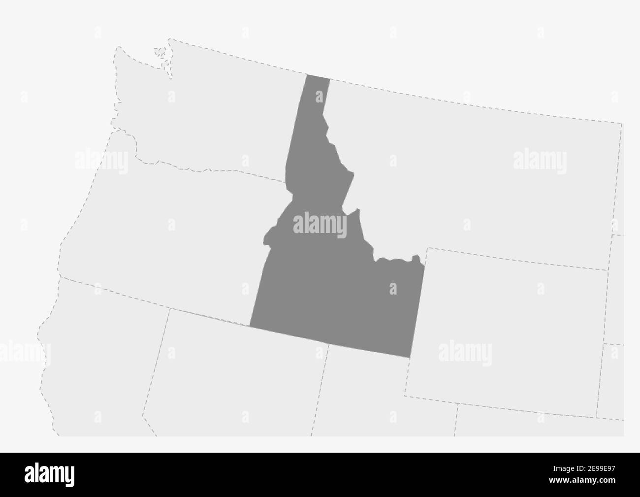 Map of USA with highlighted Idaho map, gray map of US State Idaho with ...
