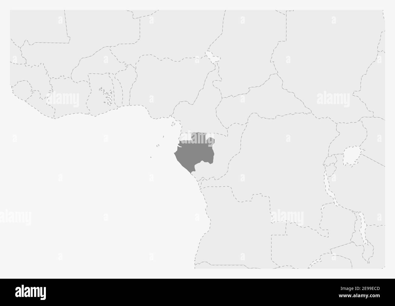 Map of Africa with highlighted Gabon map, gray map of Gabon with ...