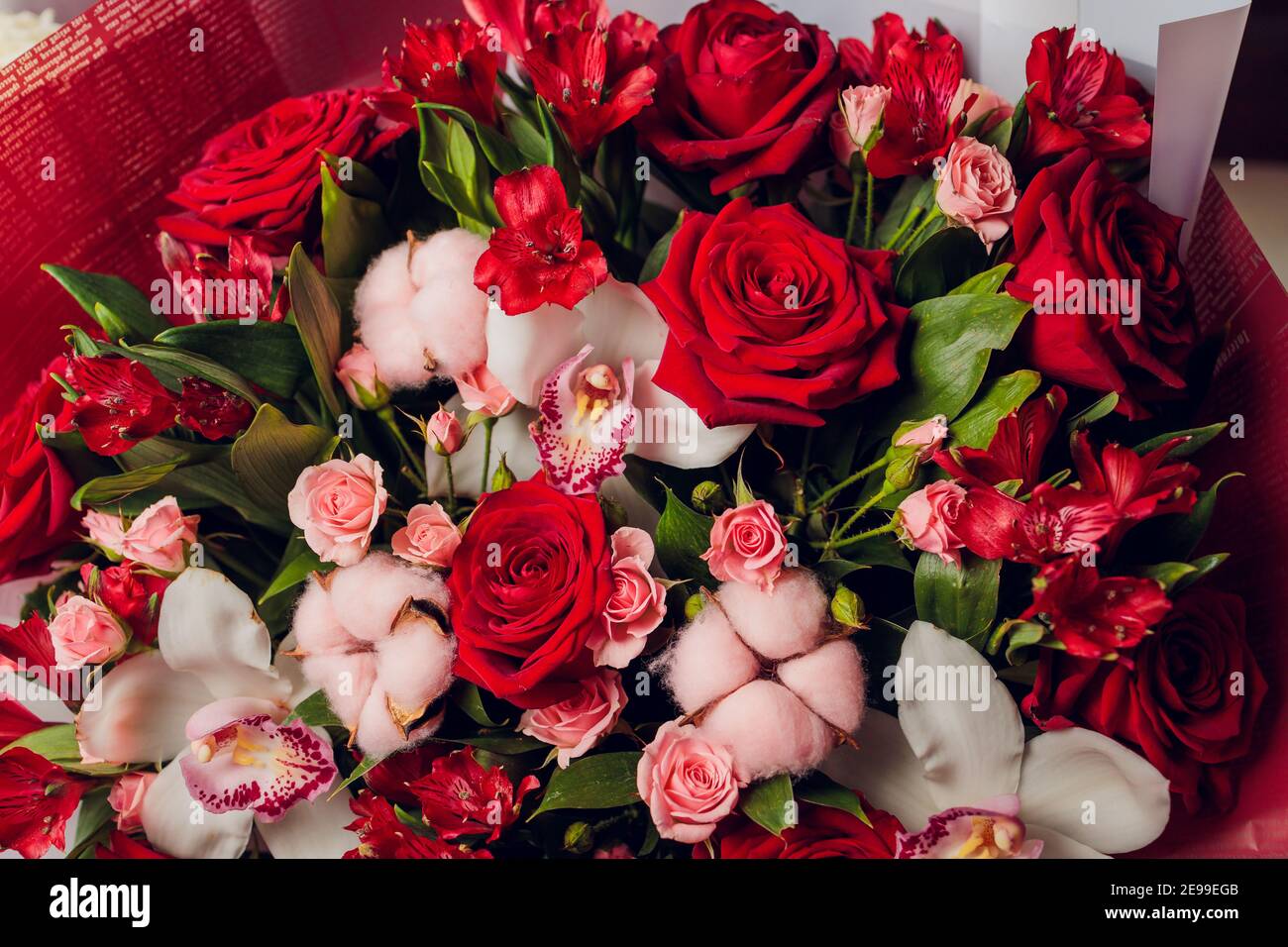 Bunch of different flowers close up background Stock Photo - Alamy