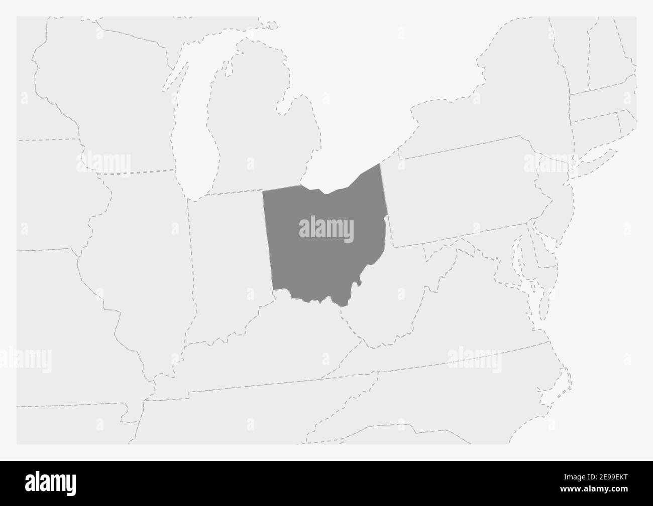 Map of USA with highlighted Ohio map, gray map of US State Ohio with ...
