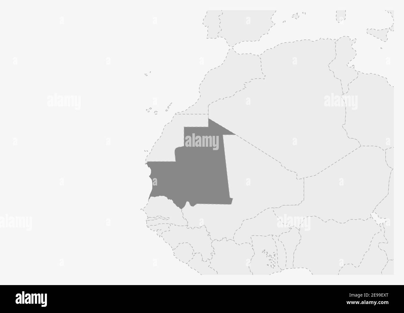 Mauritania on the african map