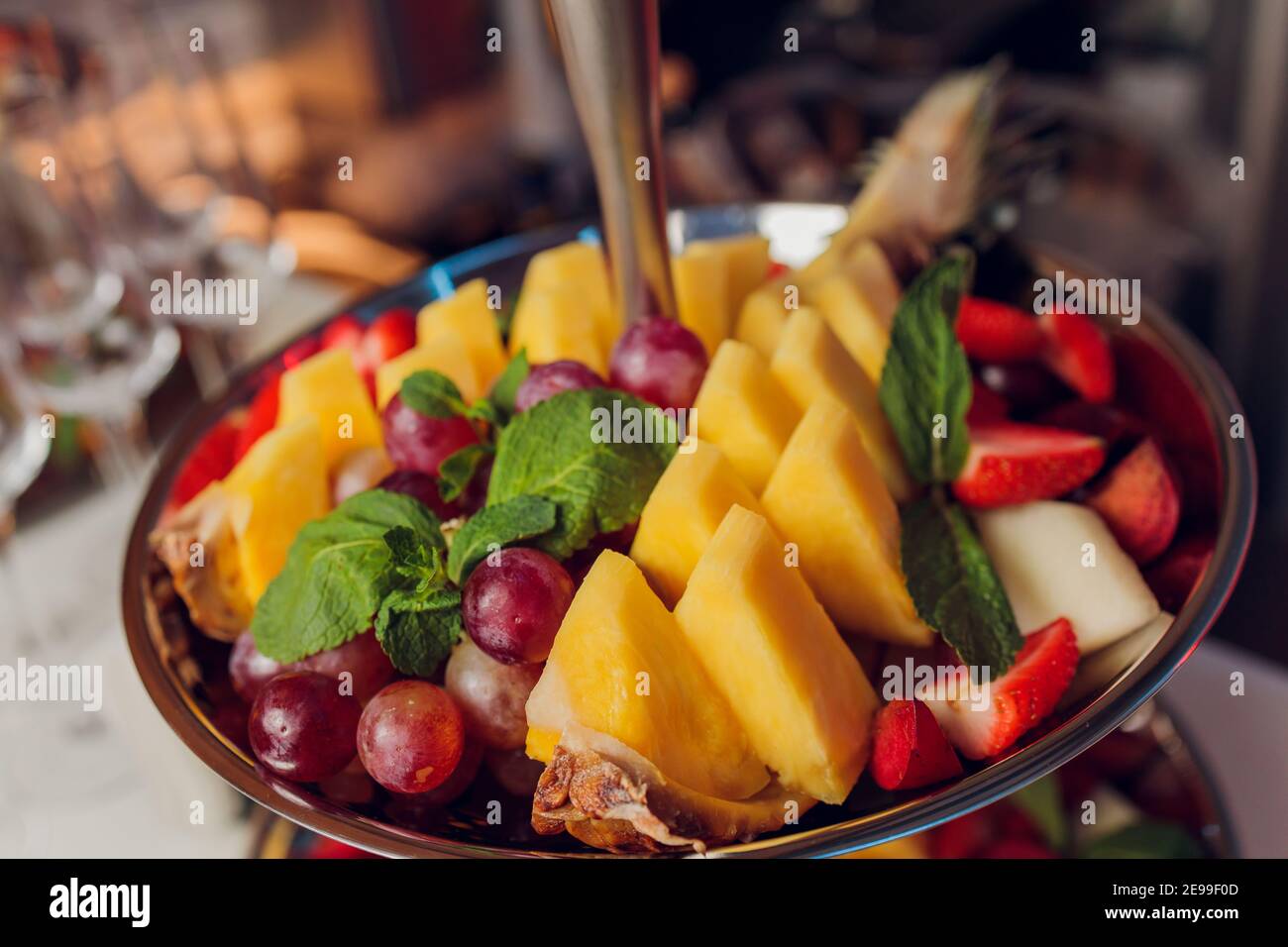 Fruit mix. Peach, grapes, apple, watermelon, melon, raspberry, plum ...