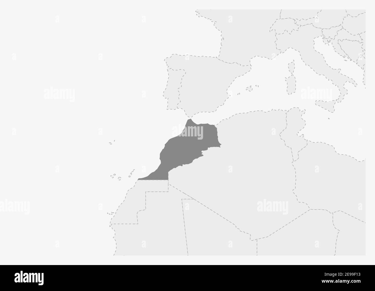 Map of Africa with highlighted Morocco map, gray map of Morocco with ...