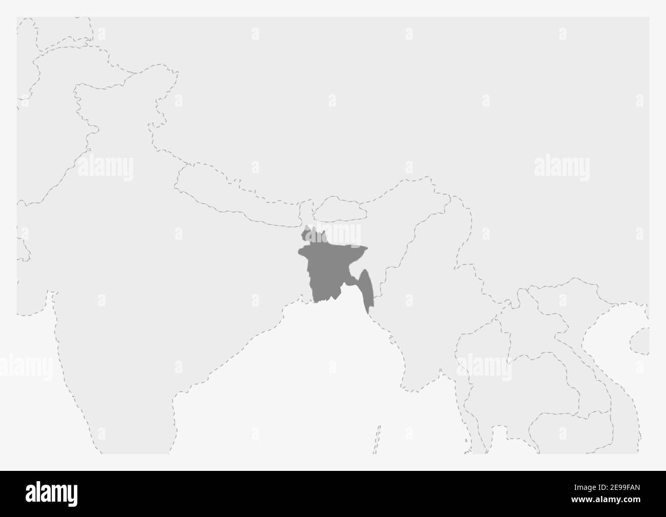 Map of Asia with highlighted Bangladesh map, gray map of Bangladesh ...