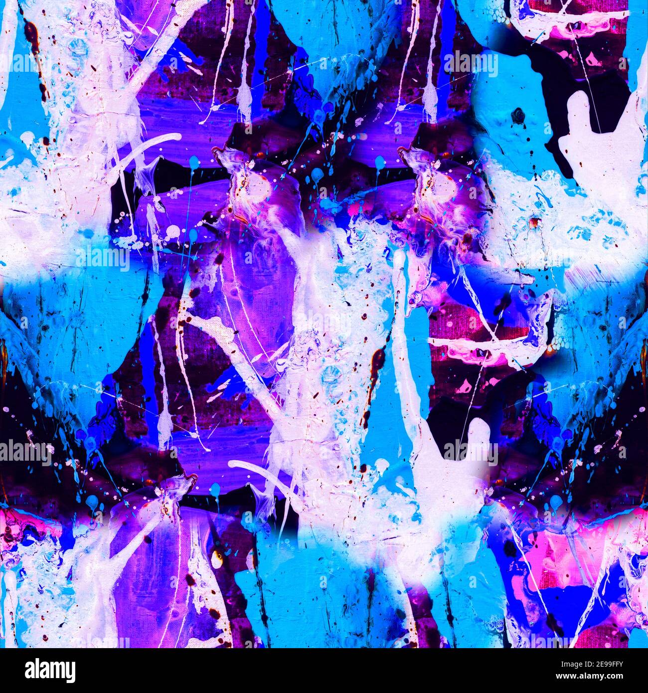 Neon abstract hand painted seamless pattern, vibrant colors, brush ...