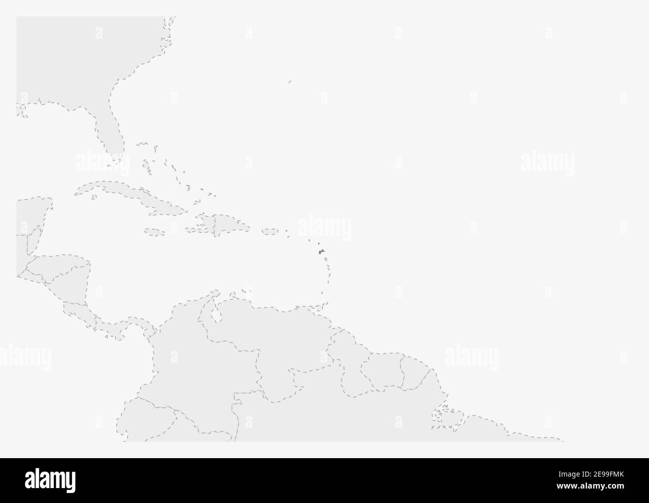 Map of America with highlighted Antigua and Barbuda map, gray map of ...