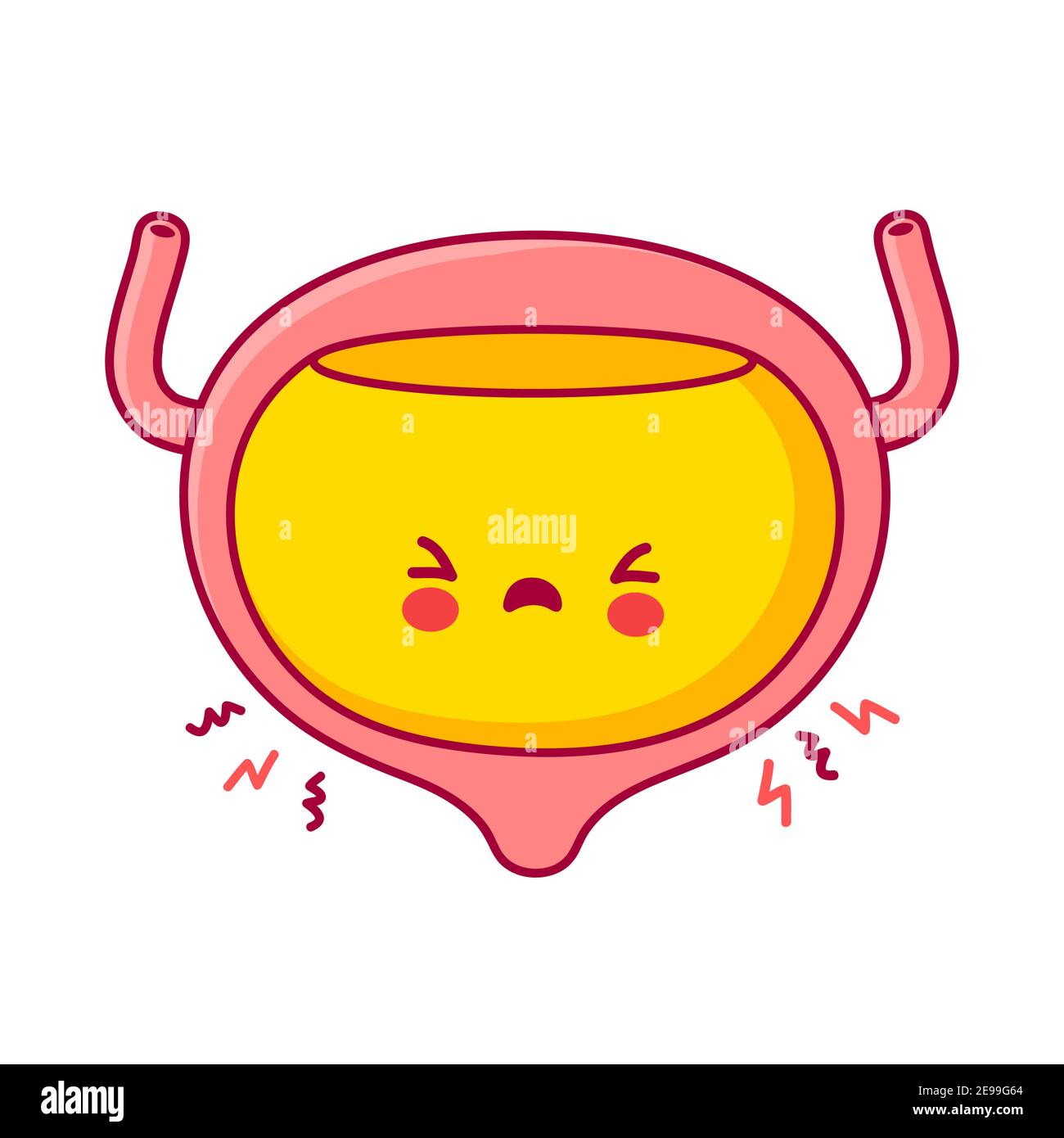 Cute sad funny human bladder organ character. Vector flat line cartoon ...