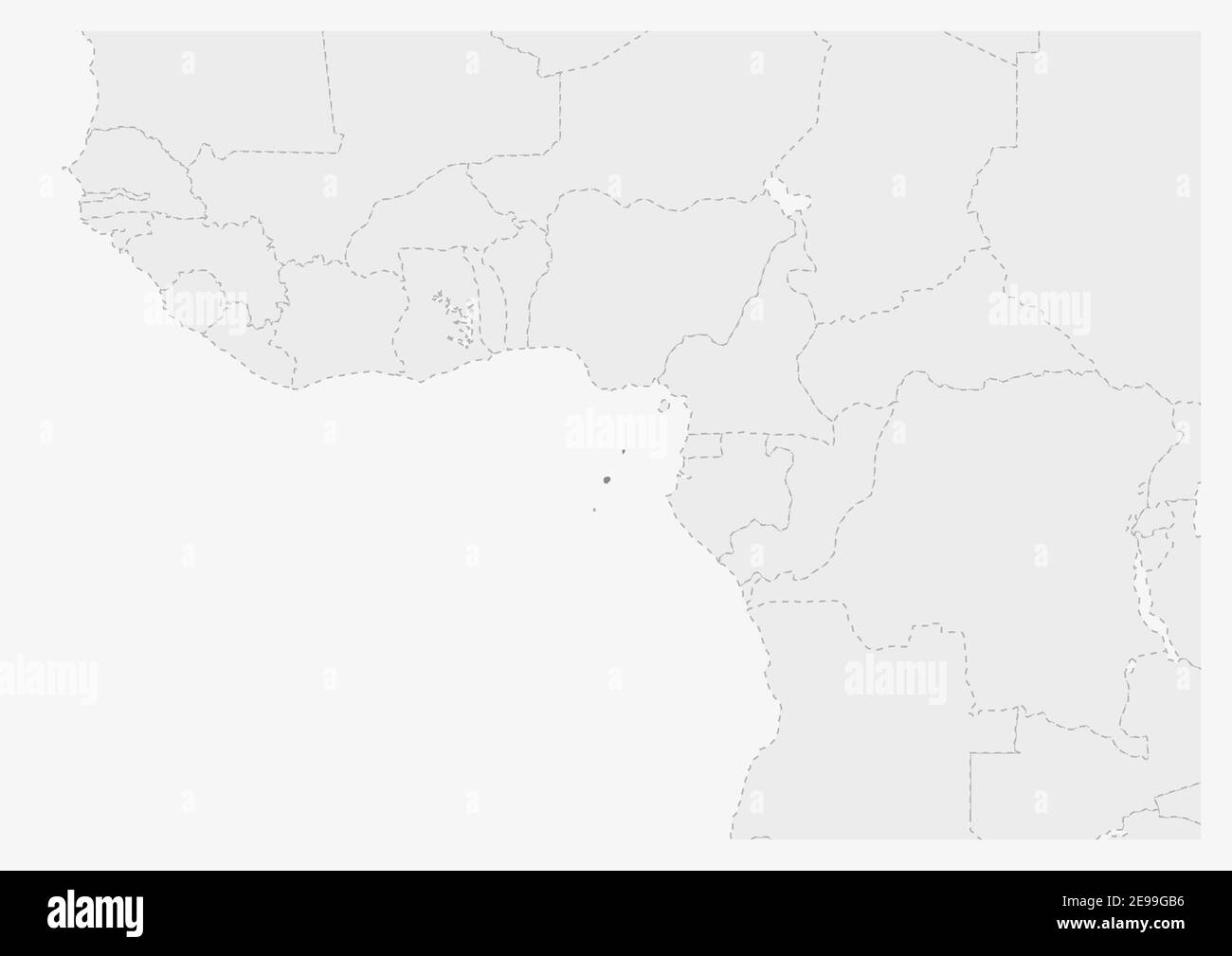 Map of Africa with highlighted Sao Tome and Principe map, gray map of ...
