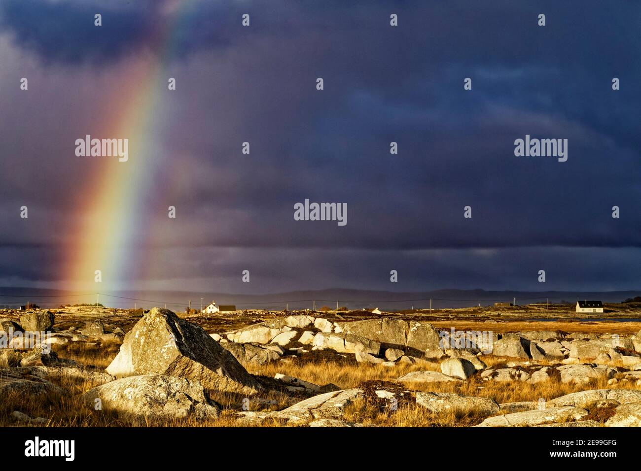 R374, County Galway, Ireland. 24th April, 2016. Rainbow over the R374 ...