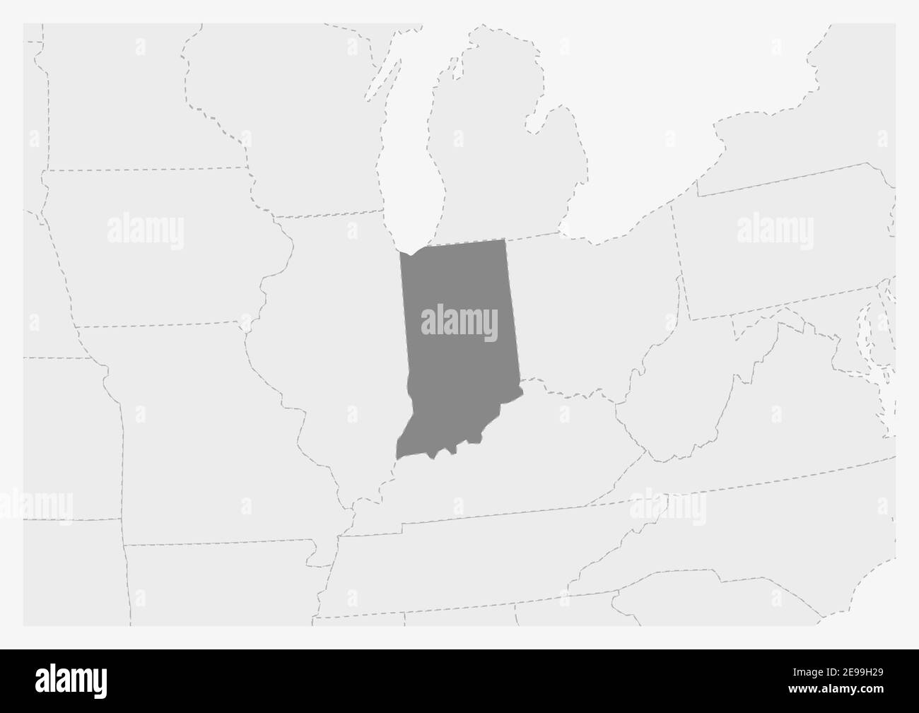 Map of USA with highlighted Indiana map, gray map of US State Indiana ...