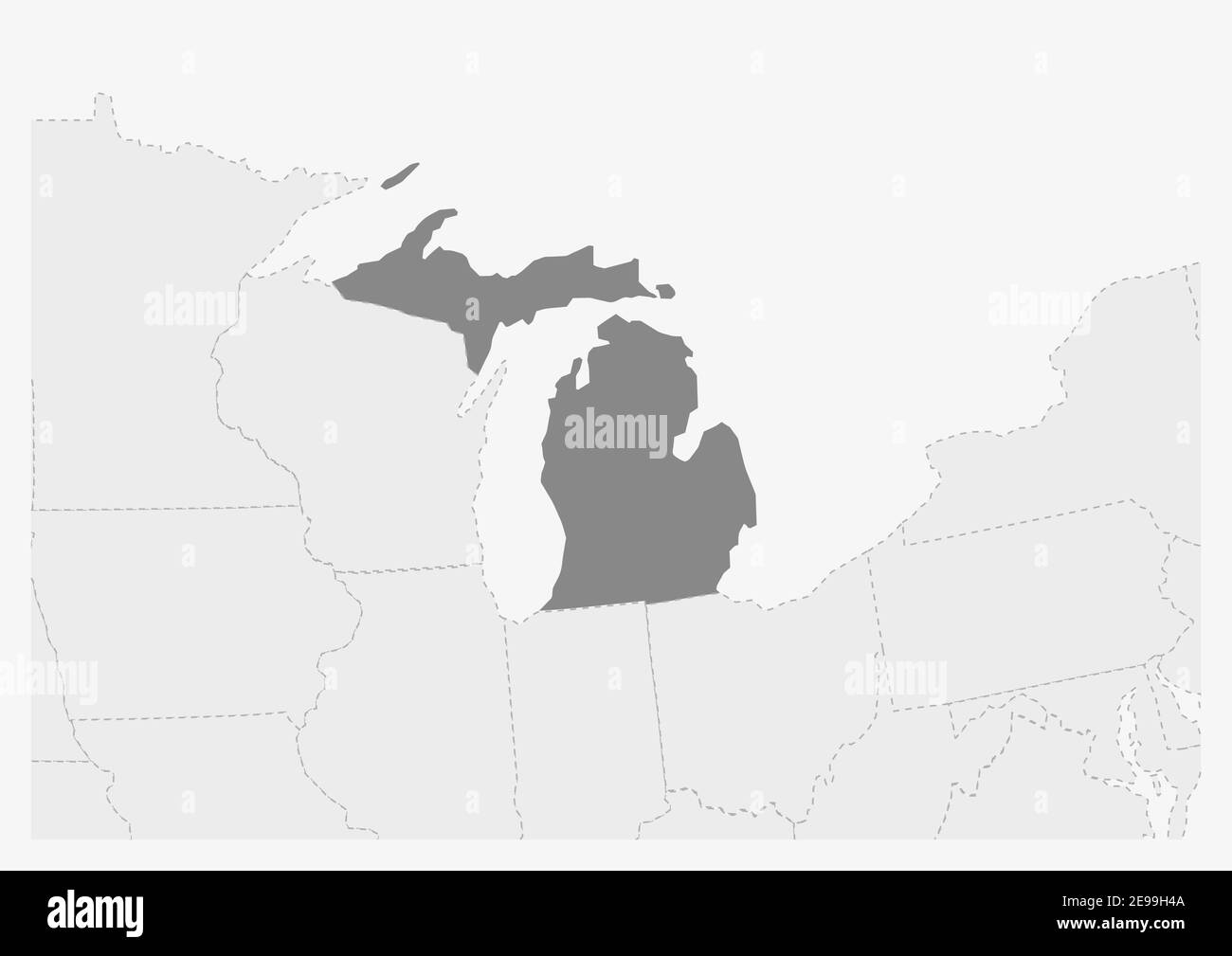 Map of USA with highlighted Michigan map, gray map of US State Michigan ...