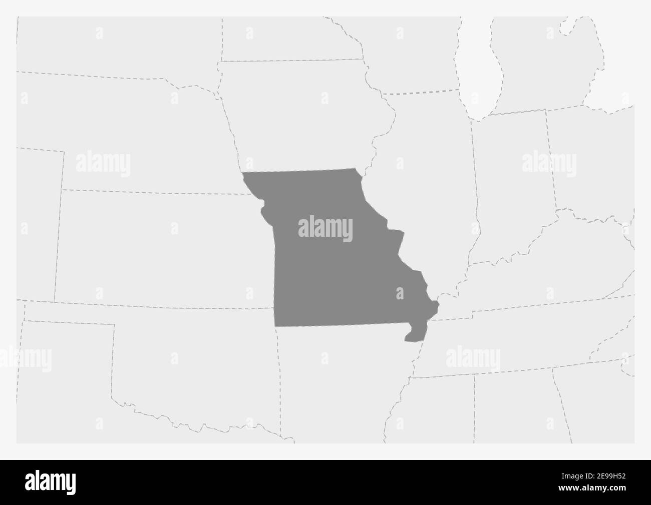 Map of USA with highlighted Missouri map, gray map of US State Missouri ...
