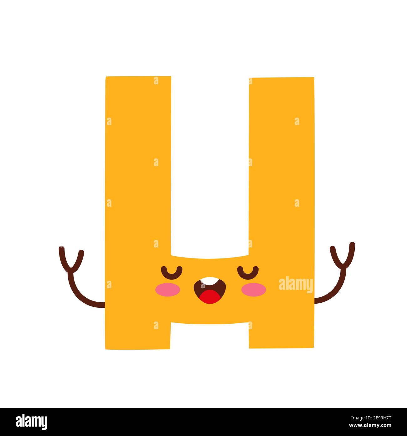 Letter H. Funny character with cute face. Design for kids room, poster ...