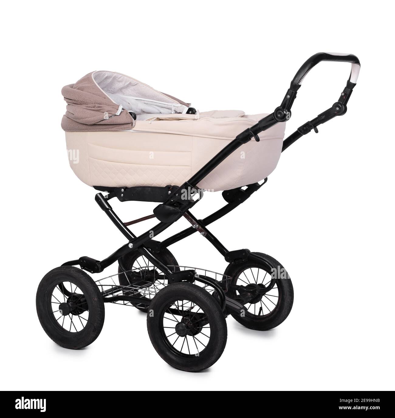 Carriage, stroller on wheels isolated over white background Stock Photo ...