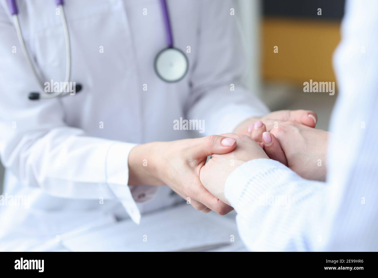 Doctor Female Patient Holding Hands High Resolution Stock Photography ...