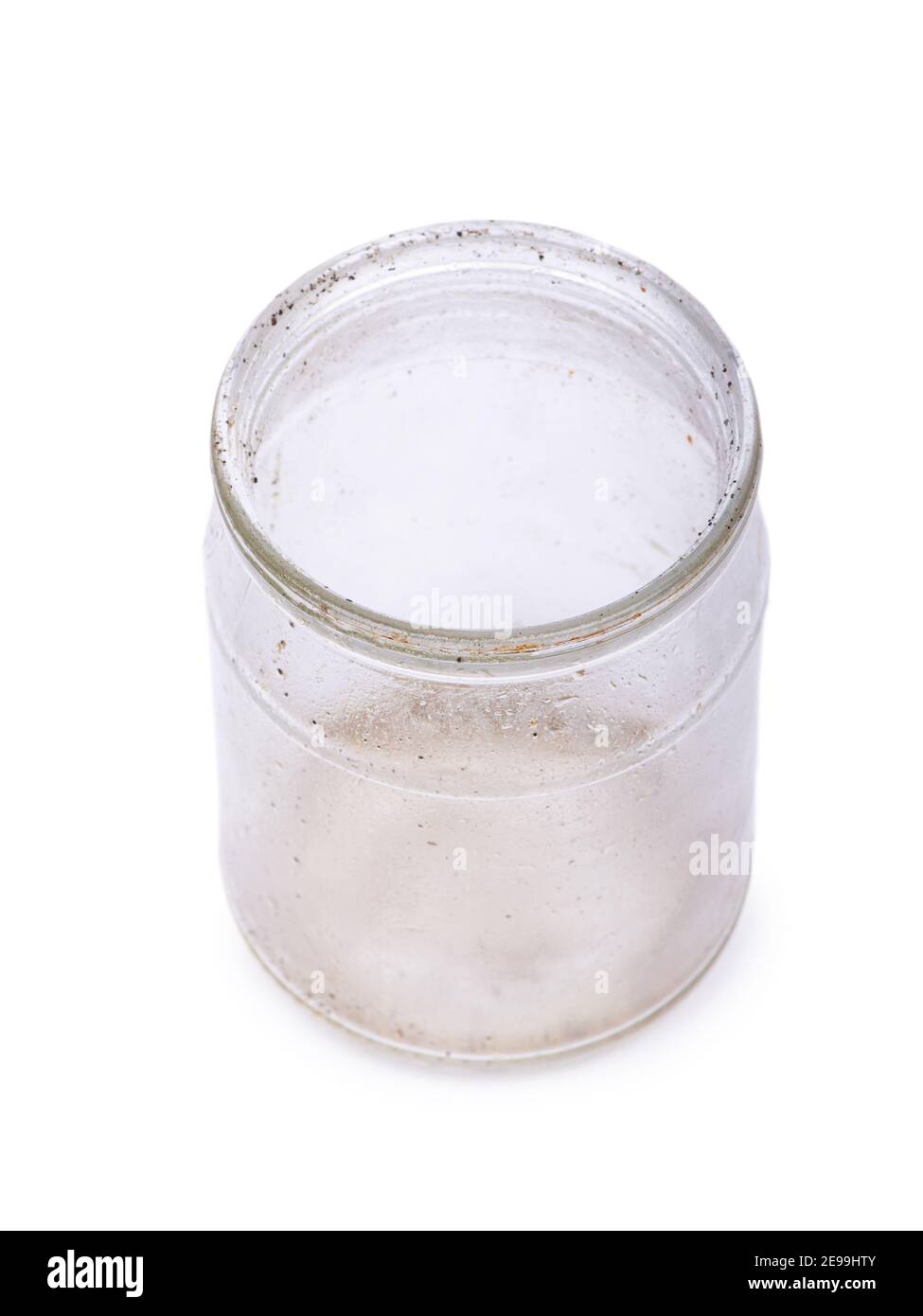 Dirty glass jar isolated on white background Stock Photo - Alamy