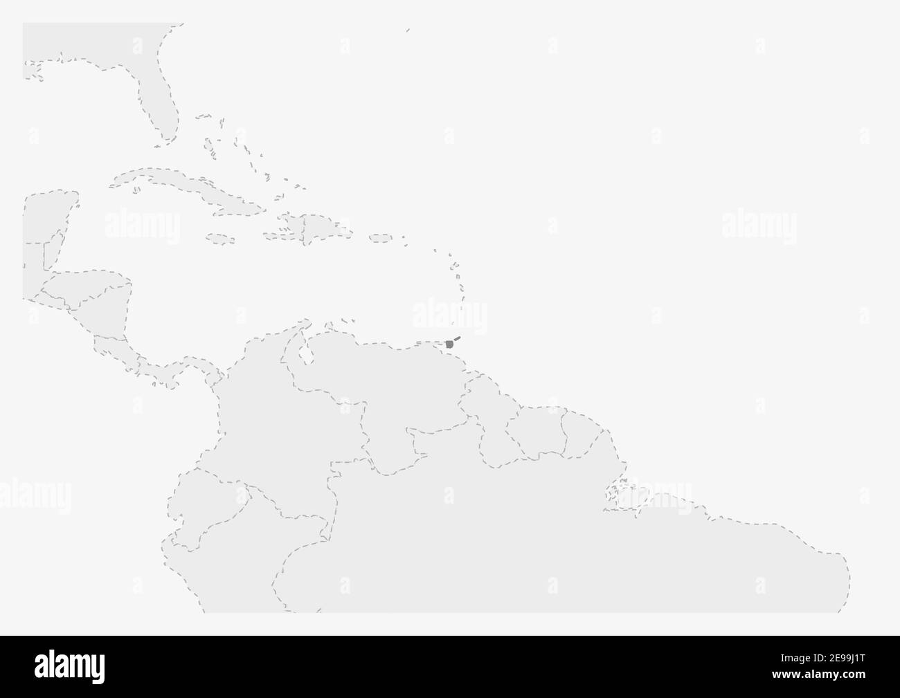 Map of America with highlighted Trinidad and Tobago map, gray map of ...