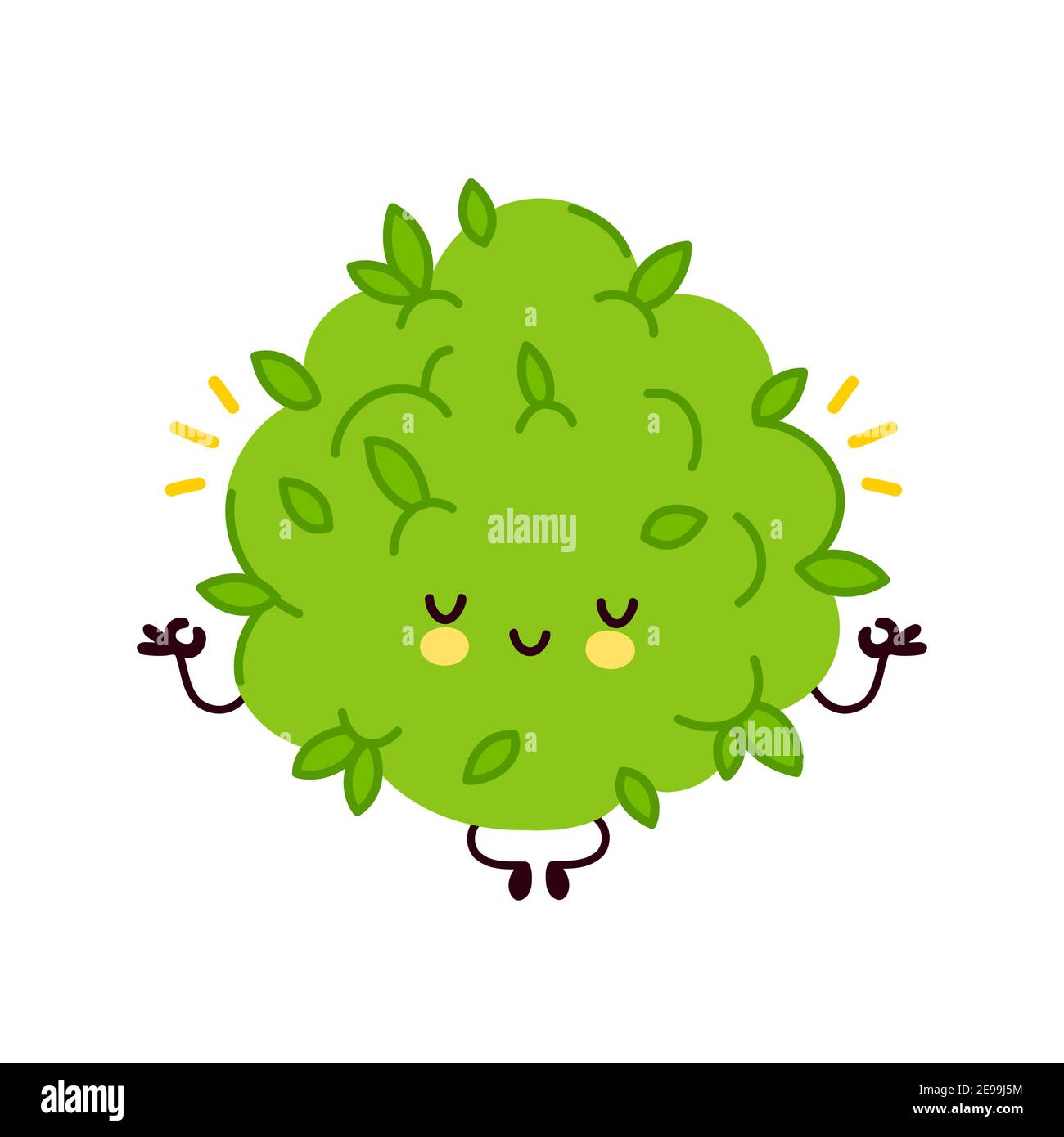 Cute funny marijuana weed bud character meditate in yoga pose. Vector ...