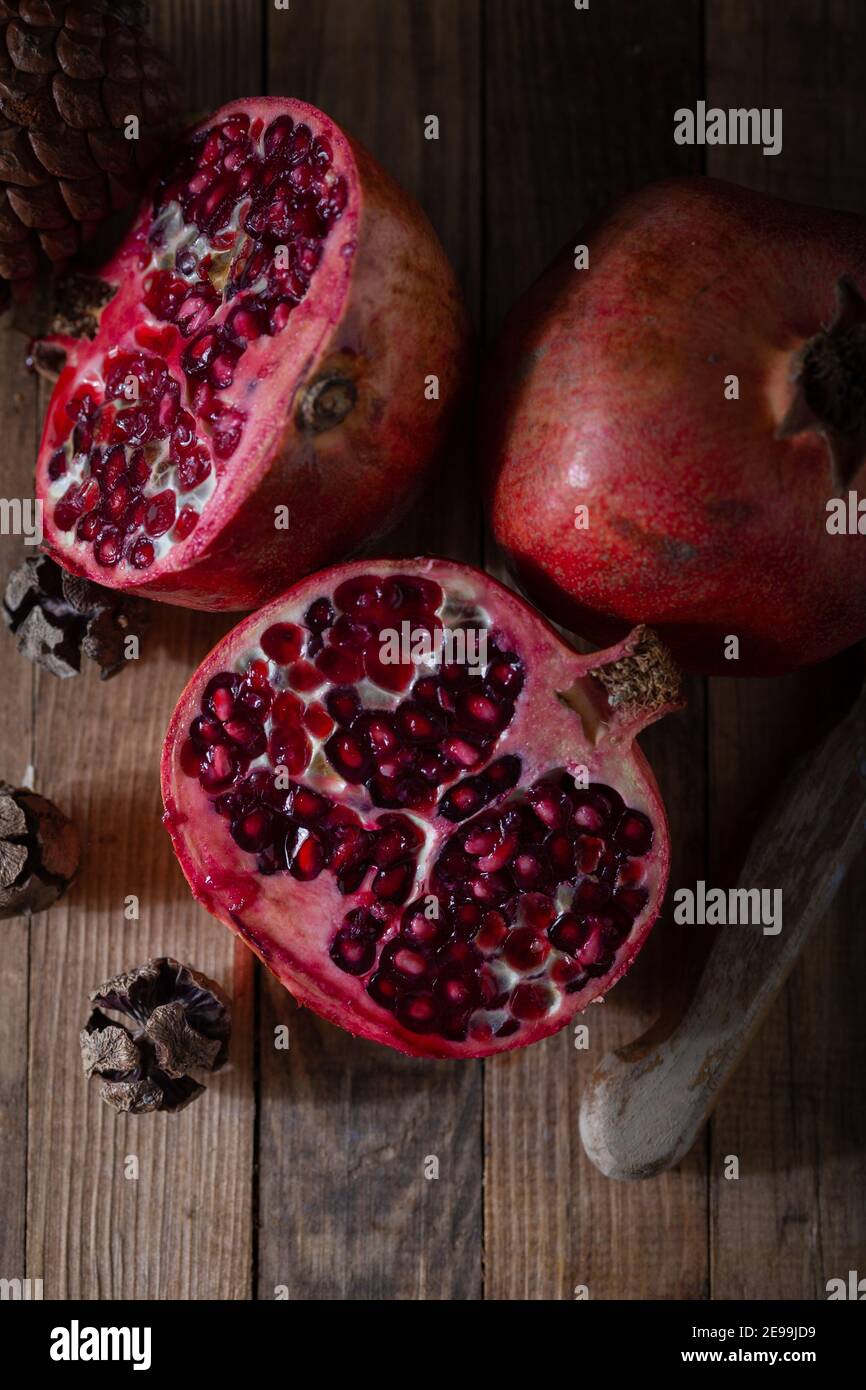 Ripe juicy pomegranate pieces hi-res stock photography and images - Alamy