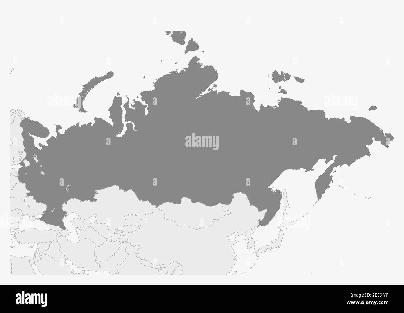 Map of Europe with highlighted Russia map, gray map of Russia with ...