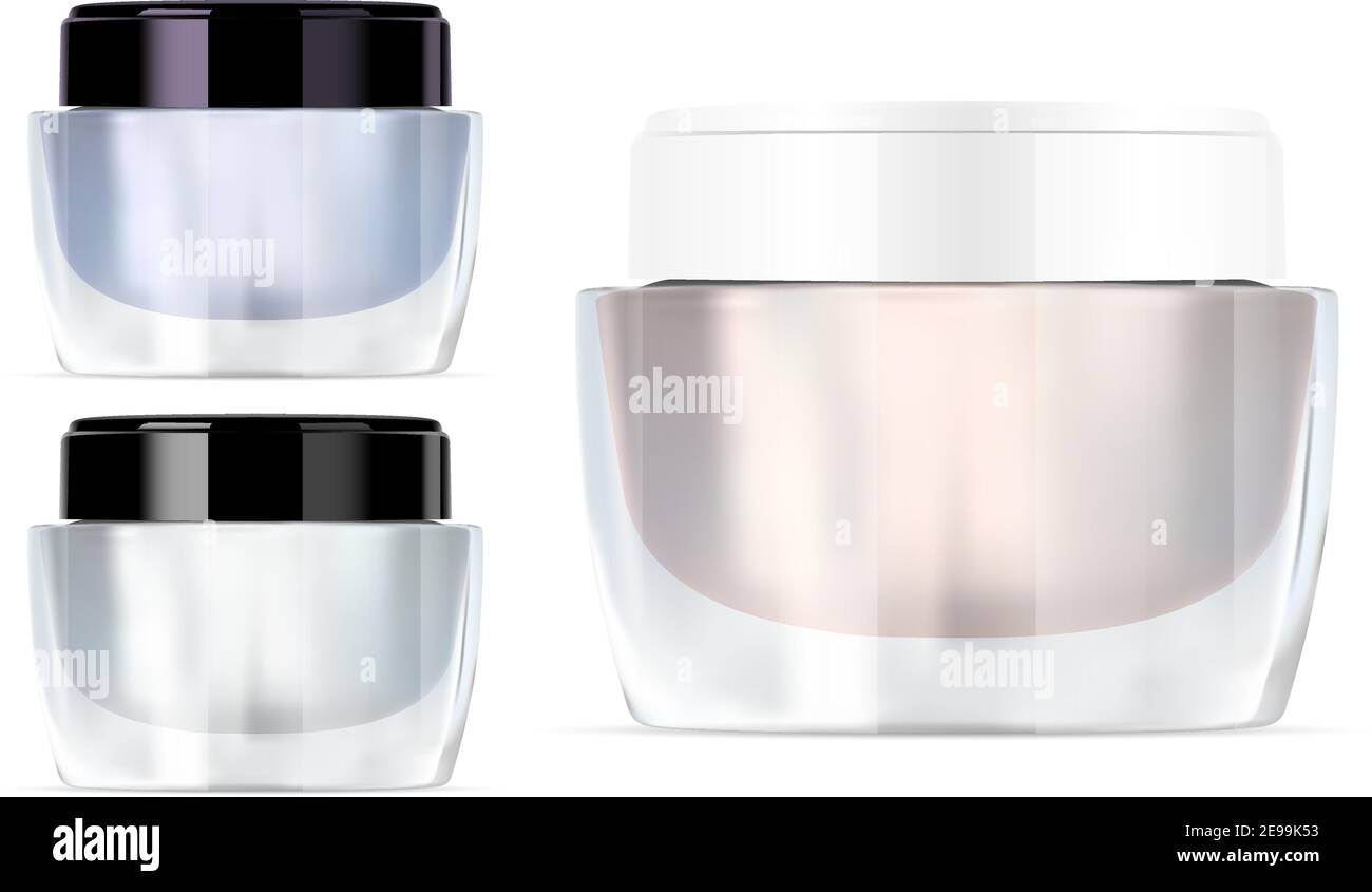 Glass Cream Jar. Beauty Cosmetics Container. Luxury Product Transparent ...