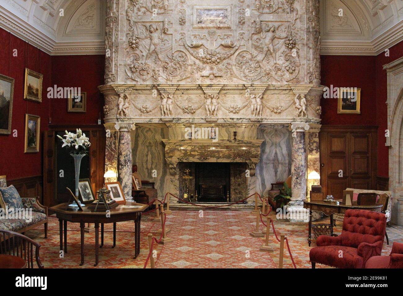 Cragside spectacular carved fireplace Stock Photo - Alamy