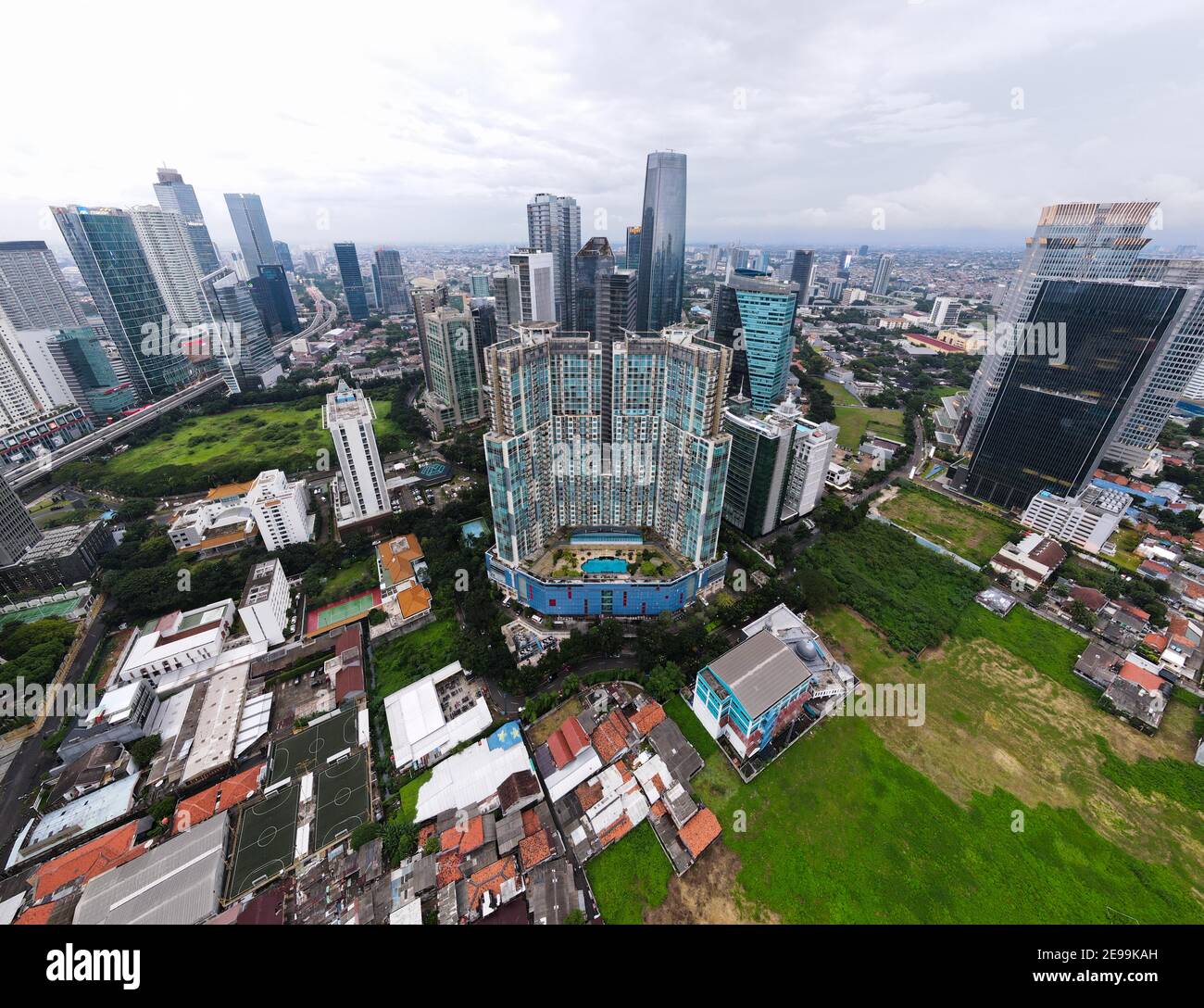 Aerial view of bellagio boutique mall building in Jakarta and noise ...