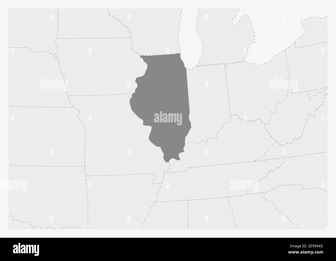 Map of USA with highlighted Illinois map, gray map of US State Illinois ...