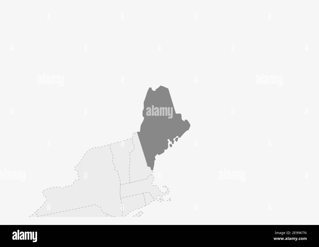 Map of USA with highlighted Maine map, gray map of US State Maine with ...