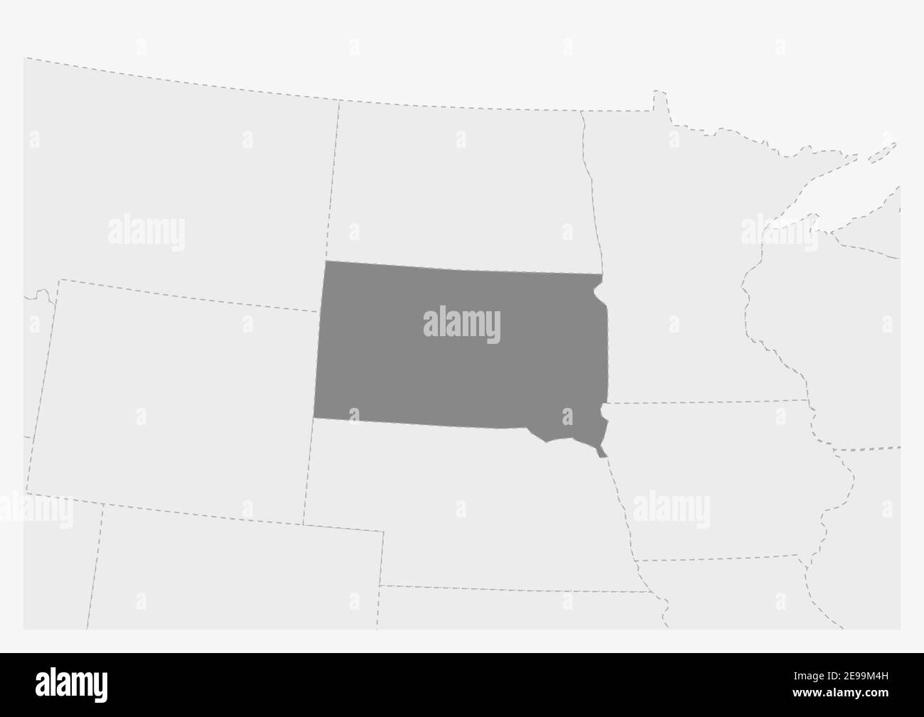 Map of USA with highlighted South Dakota map, gray map of US State ...