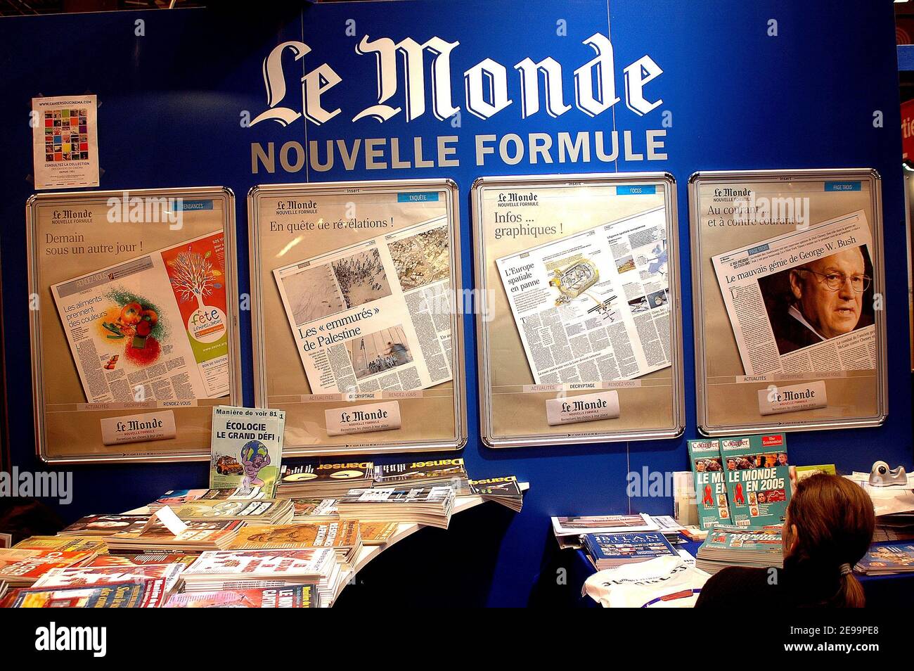 Illustration of French evening daily newspaper Le Monde. Paris, France ...