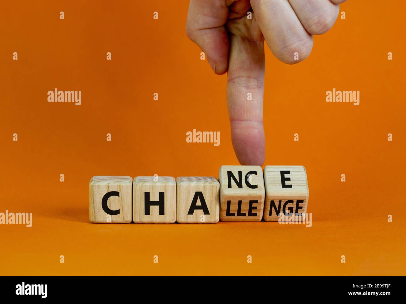 Challenge or chance symbol. Businessman turns cubes and changes the ...