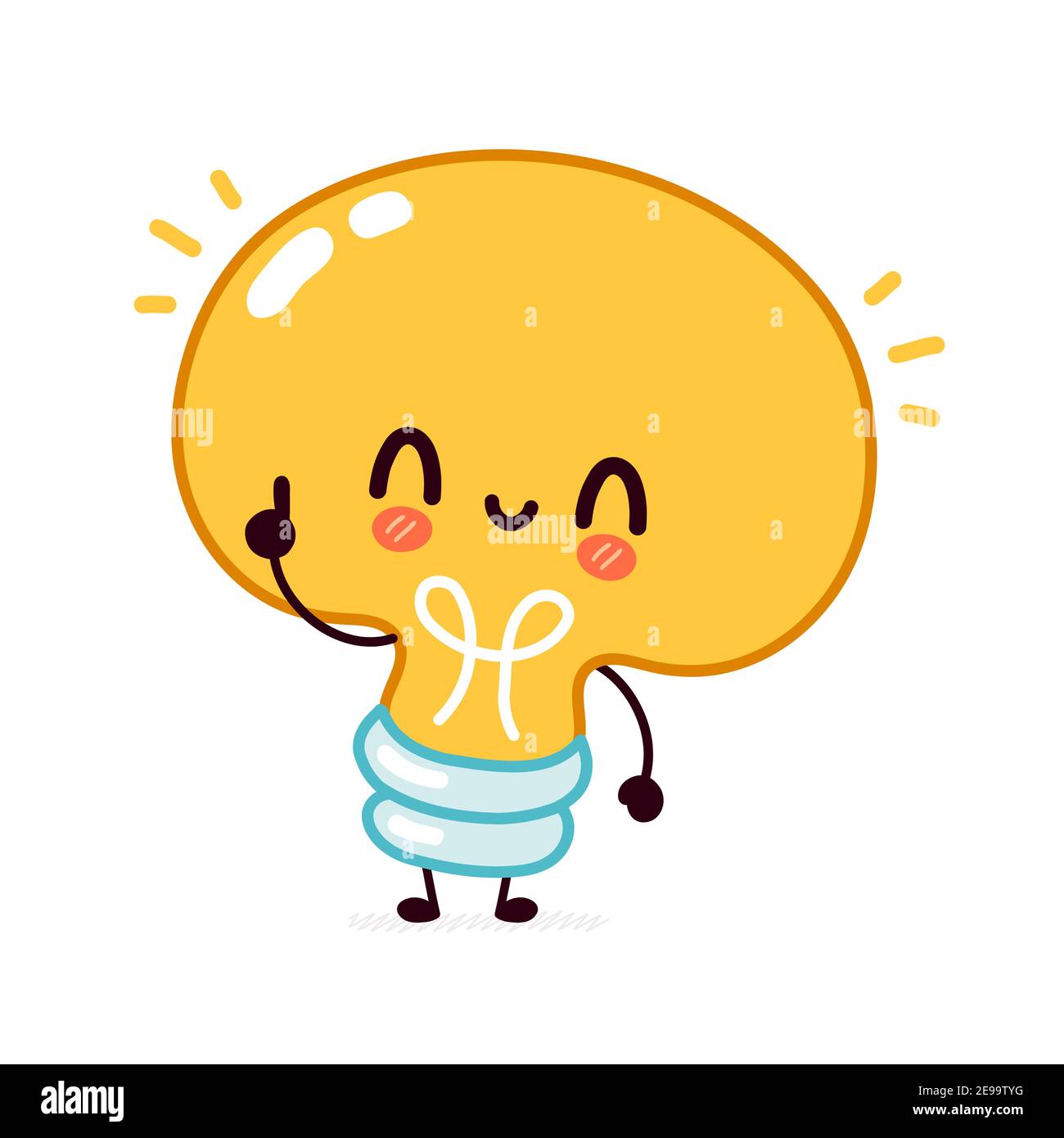 Cute funny light bulb, lamp character. Vector flat line cartoon kawaii ...