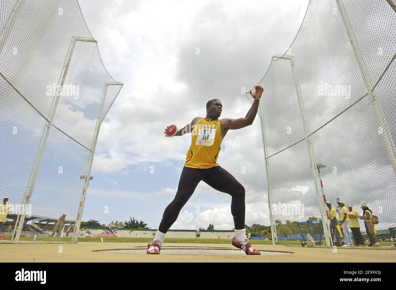 Jamaica's Sharif Small competes on men's discus throw during the ...