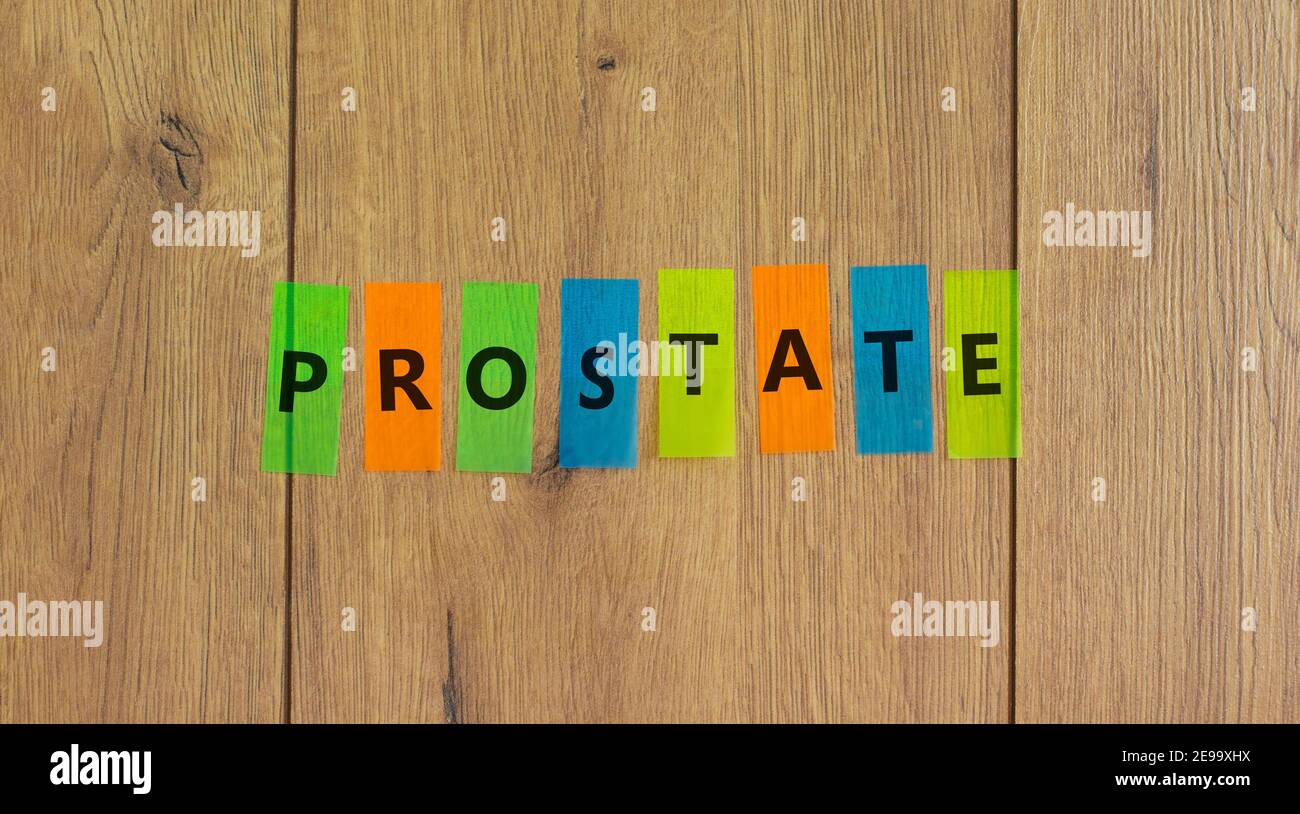 Prostate symbol. Concept word 'prostate' on colored papers on a ...