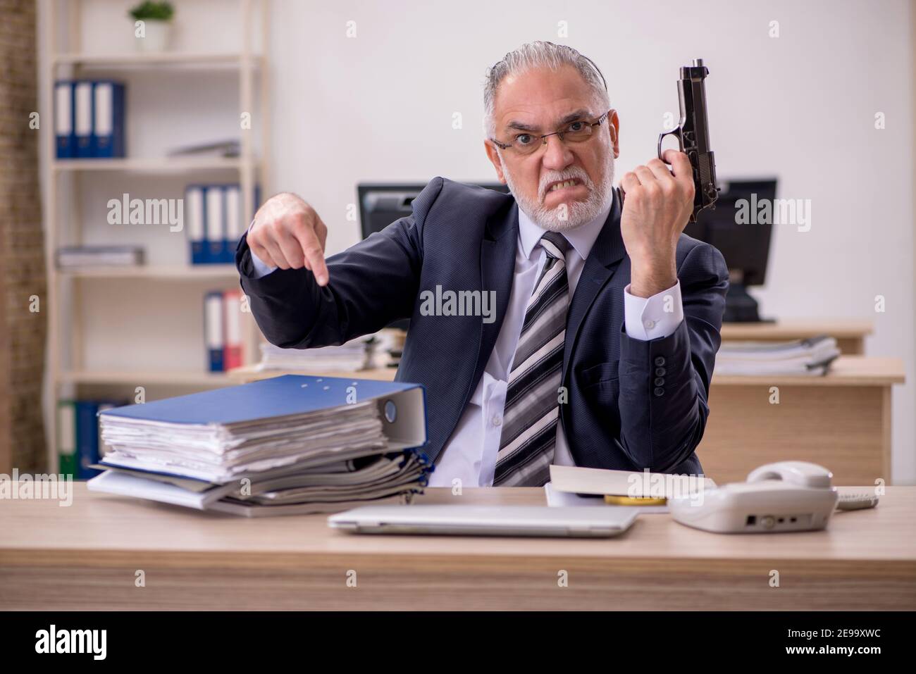 Angry senior businessman pointing hi-res stock photography and images ...