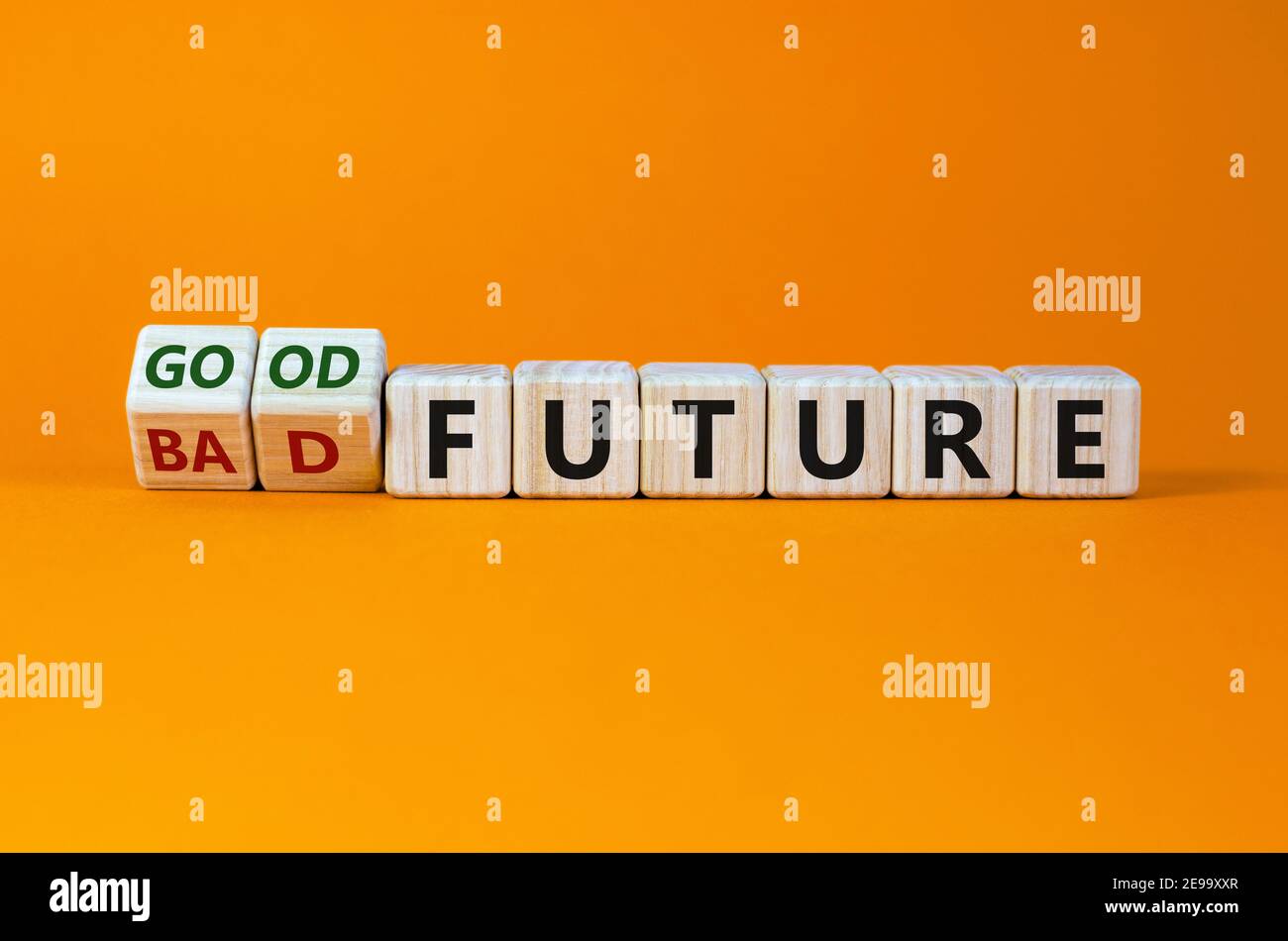 Good or bad future symbol. Turned wooden cubes and changed words 'bad ...