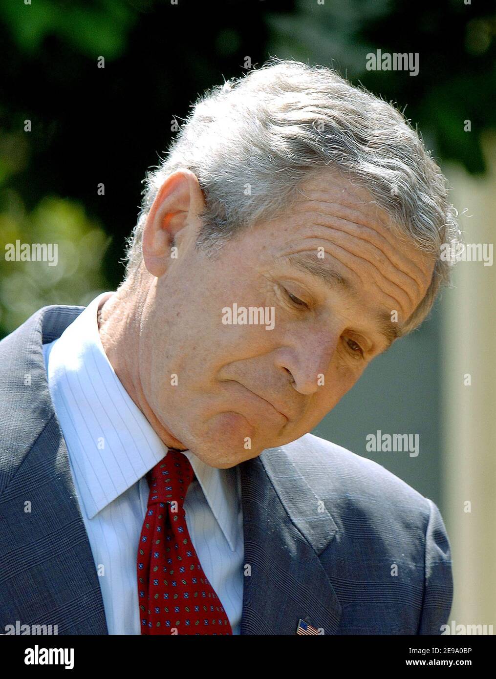 President George W. Bush is seen here in the Rose Garden of the White ...