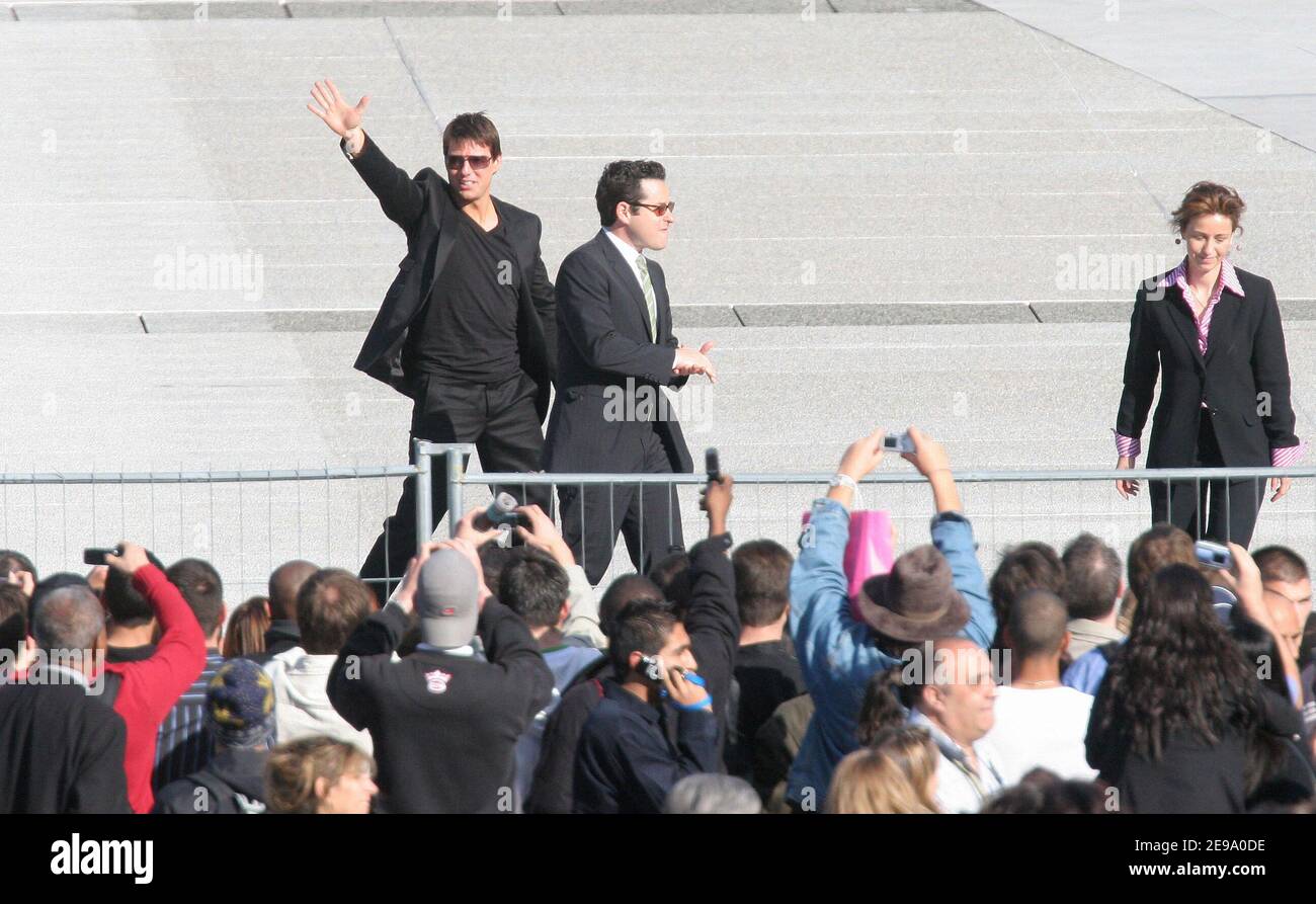 US actor Tom Cruise arrives by helicopter at La Defense, Paris business ...